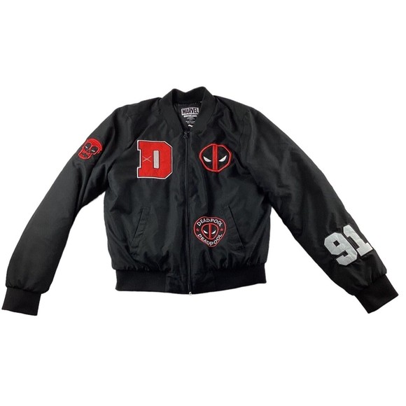 Marvel | Jackets & Coats | Marvel Deadpool Bomber Jacket Coat Mens ...